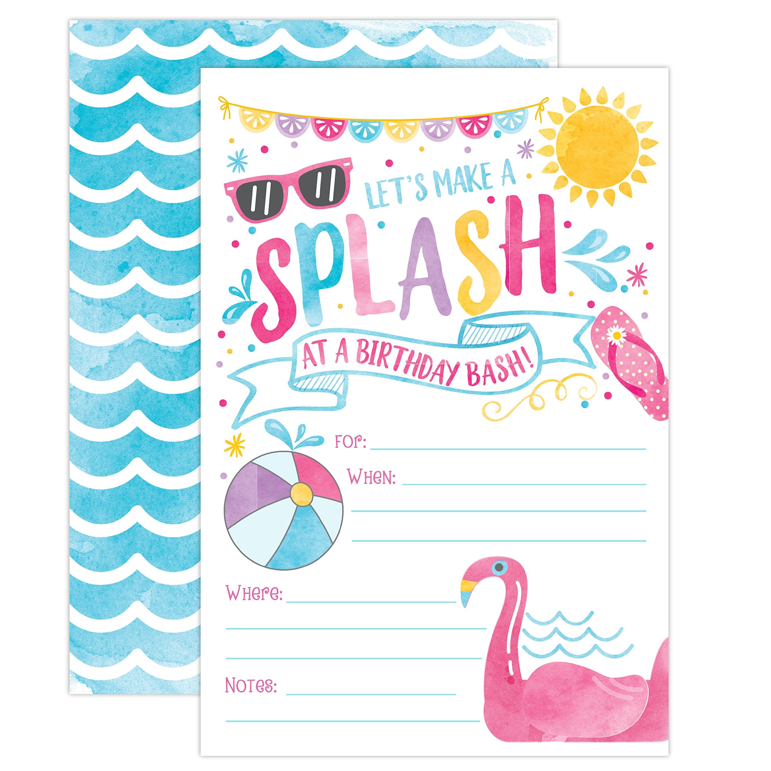 Your Main Event Prints Girl Pool Party Birthday Invitations - Summer P